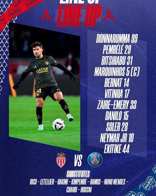 “Neymar and 10 bums” – Fans laugh at PSG line-up for Monaco game as ...