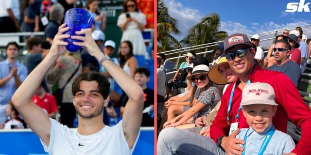 In pictures: Bob Bryan and his 3 children watch Taylor Fritz lift ...