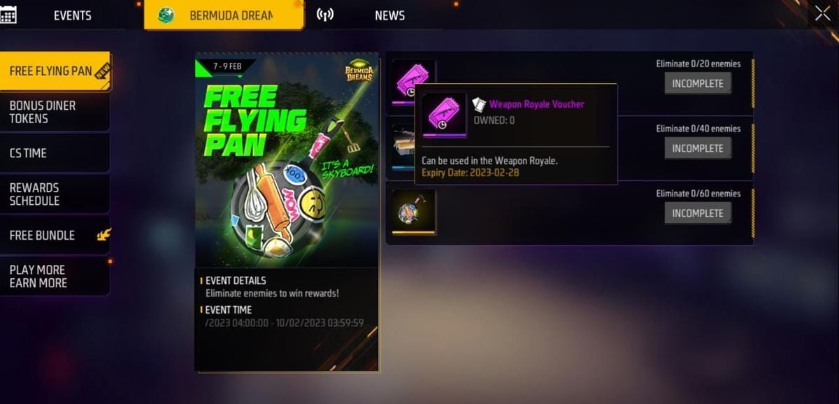 How to get Flying pan in Free Fire MAX? Event duration, other rewards ...
