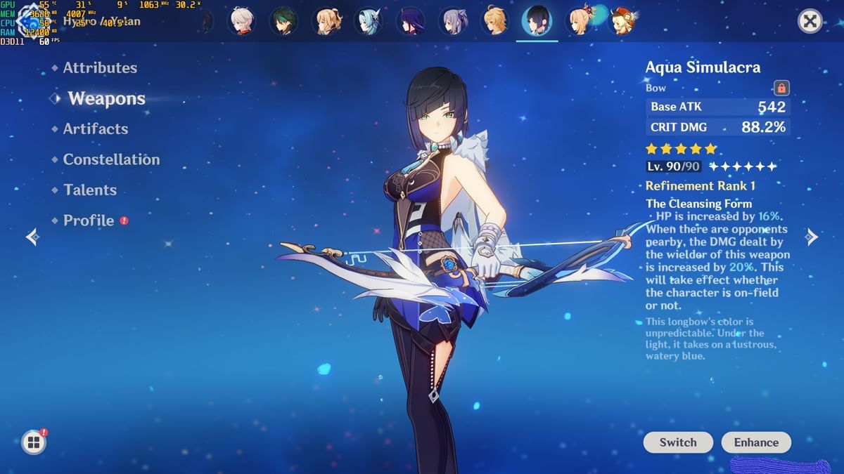 5 best weapons for Yelan in Genshin Impact: F2P, 4-star, and BiS bows list