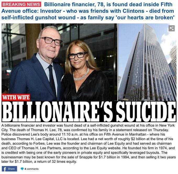 Thomas H. Lee net worth: Fortune explored as billionaire is found dead of self-inflicted gunshot ...