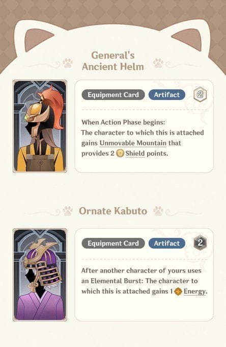 Genshin Impact 3.5 TCG update: Eula, Kokomi, Sara, and other card details