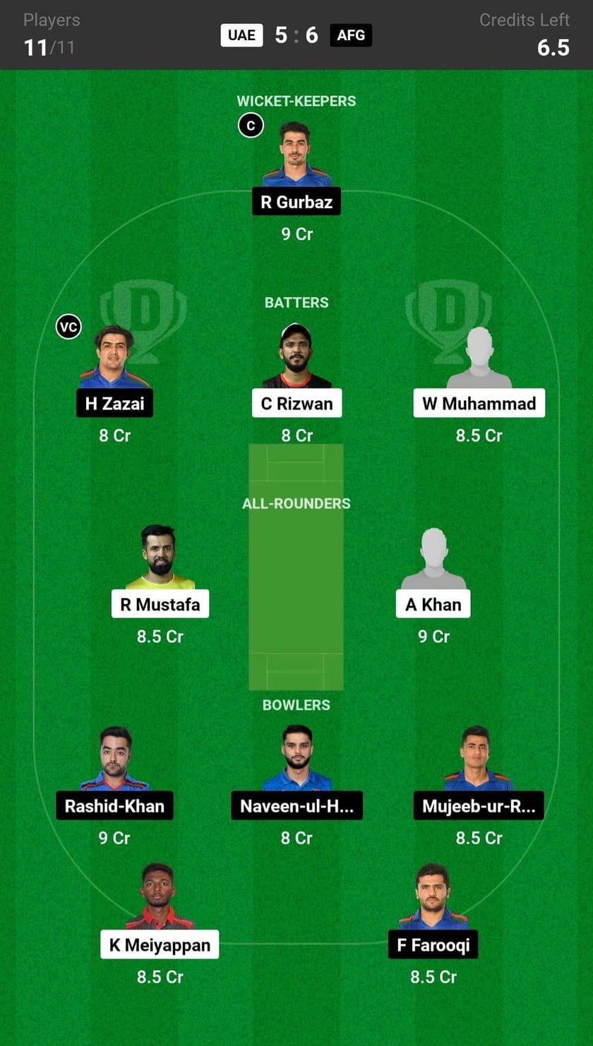 UAE vs AFG Dream11 Prediction: Fantasy Cricket Tips, Today's Playing 11 and Pitch Report for ...