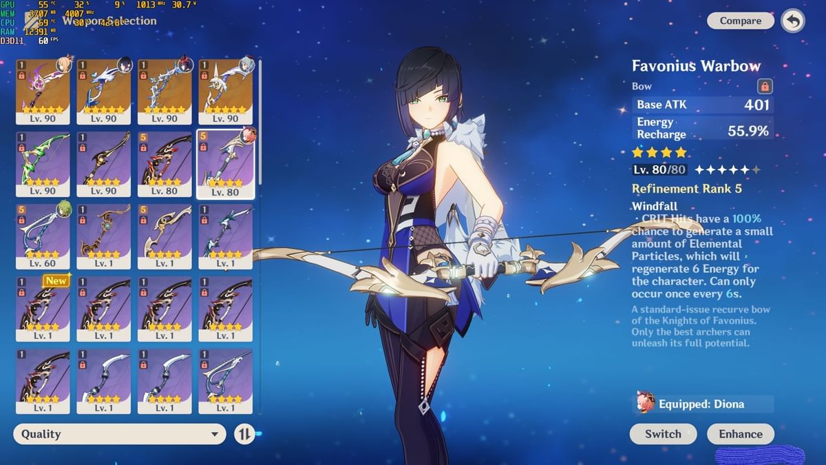 5 best weapons for Yelan in Genshin Impact: F2P, 4-star, and BiS bows list