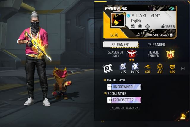 4Flag Gamer’s Free Fire MAX ID, stats, K/D ratio, headshot percentage, monthly income, and more
