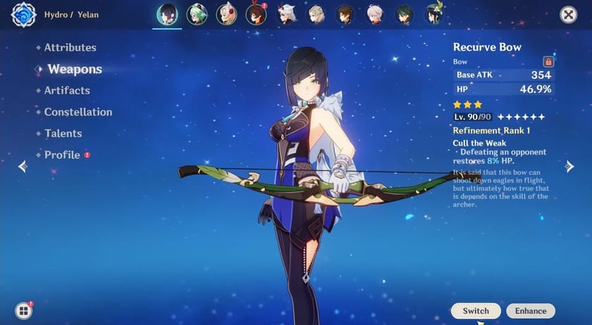 5 best weapons for Yelan in Genshin Impact: F2P, 4-star, and BiS bows list