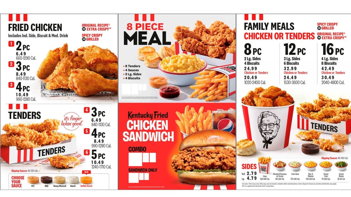 Which food items are getting dropped by KFC? List explored