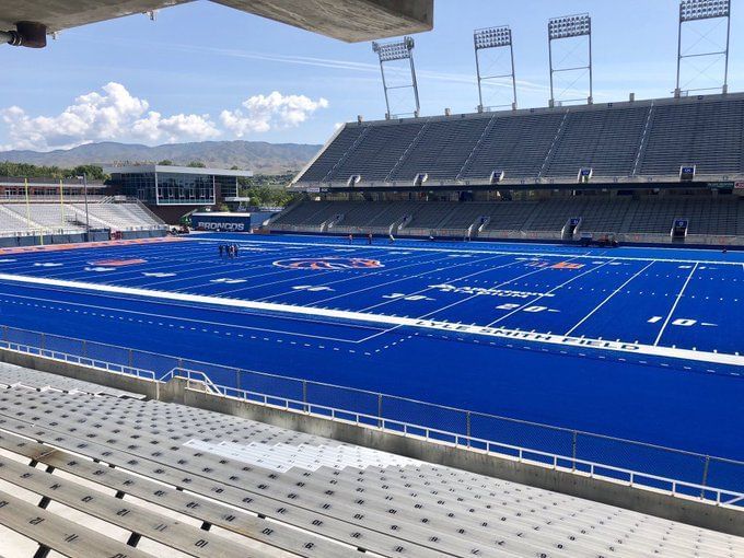 Why does Boise State's Albertsons Stadium have blue turf?