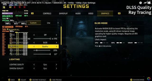 Best Returnal PC graphics settings for RTX 4070 Ti