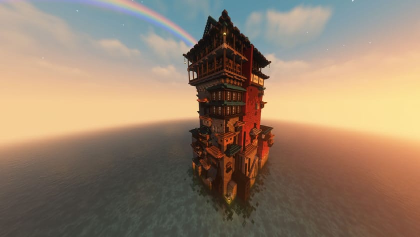 Minecraft player builds the Bathhouse from Studio Ghibli's Spirited Away