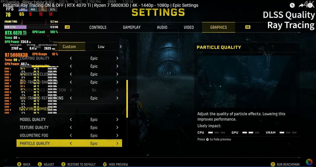 Best Returnal PC graphics settings for RTX 4070 Ti