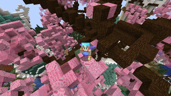 Minecraft players react to new cherry blossom biome