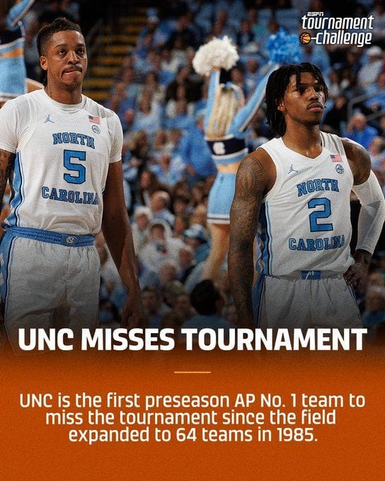 "Karma gets ya over time" - Preseason No. 1 UNC set to MISS March ...