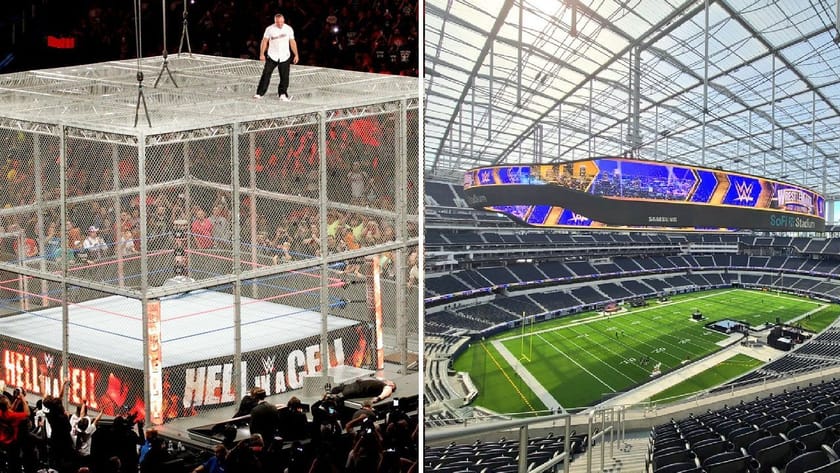 [PHOTO] First look at Hell in a Cell structure inside SoFi Stadium ...