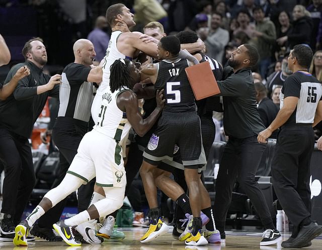 Giannis Thinking Of A Dad Joke Post Game Instead Of Helping Brook