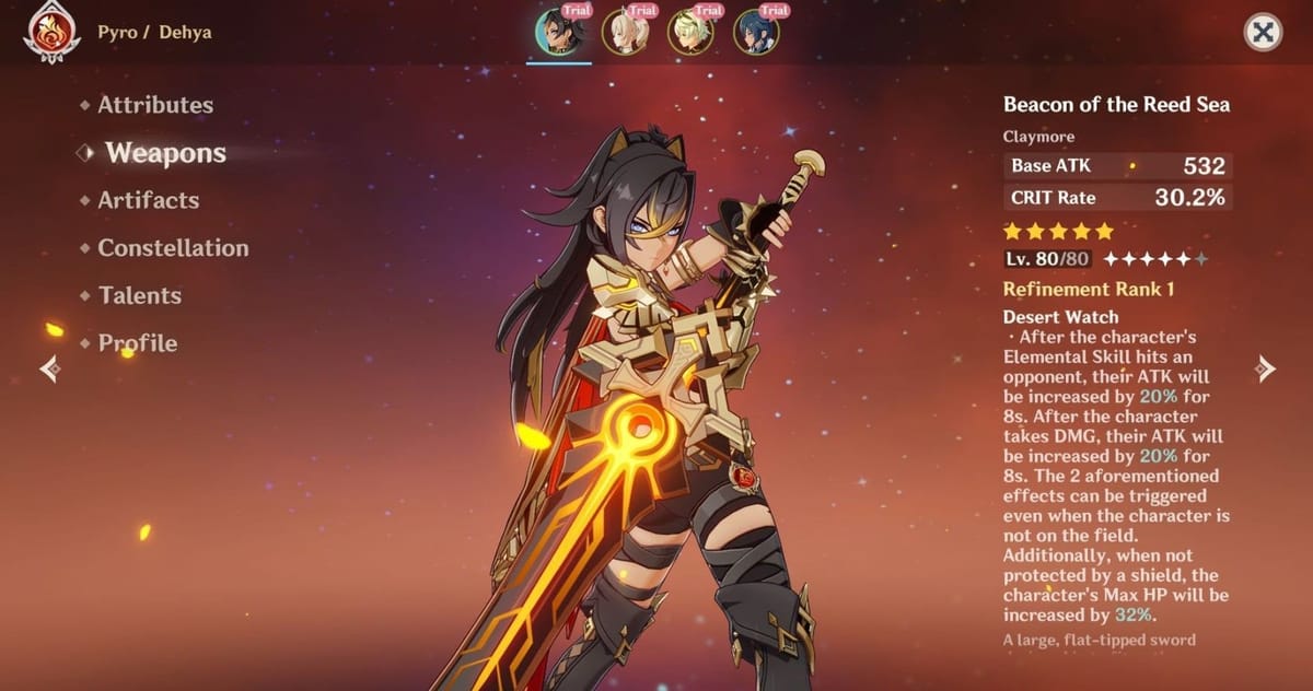 Genshin Impact Dehya build guide: Best artifact, weapons, and team ...