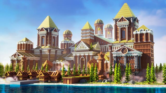 Minecraft player builds beautiful palace using dirt blocks