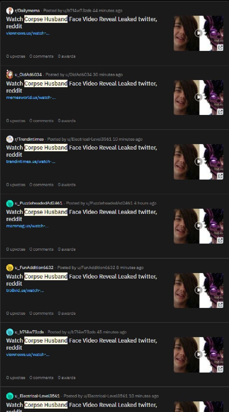 Did Corpse Husband's face get leaked? Posts claiming alleged "face reveal" of elusive YouTuber ...