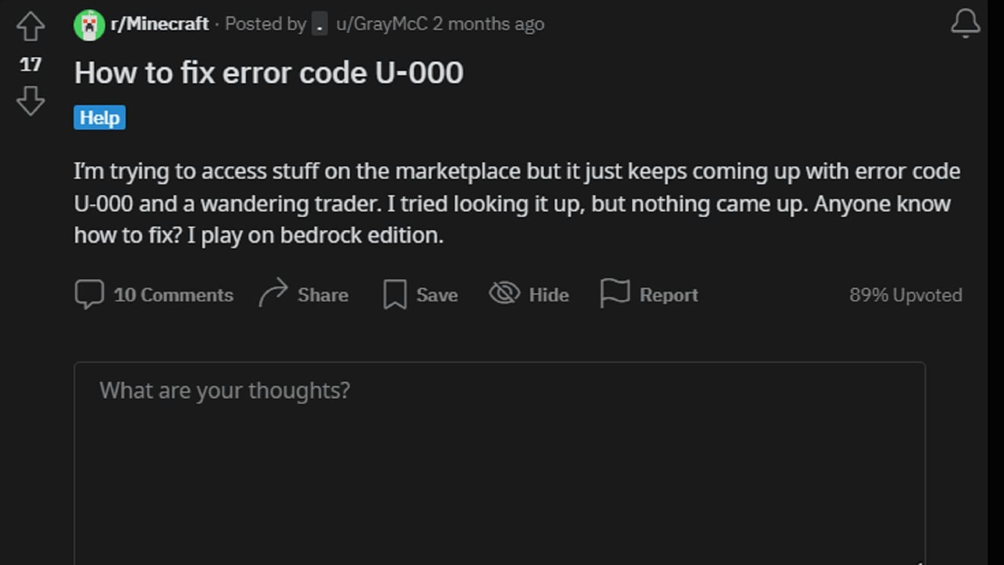 How to fix Minecraft error code U-000