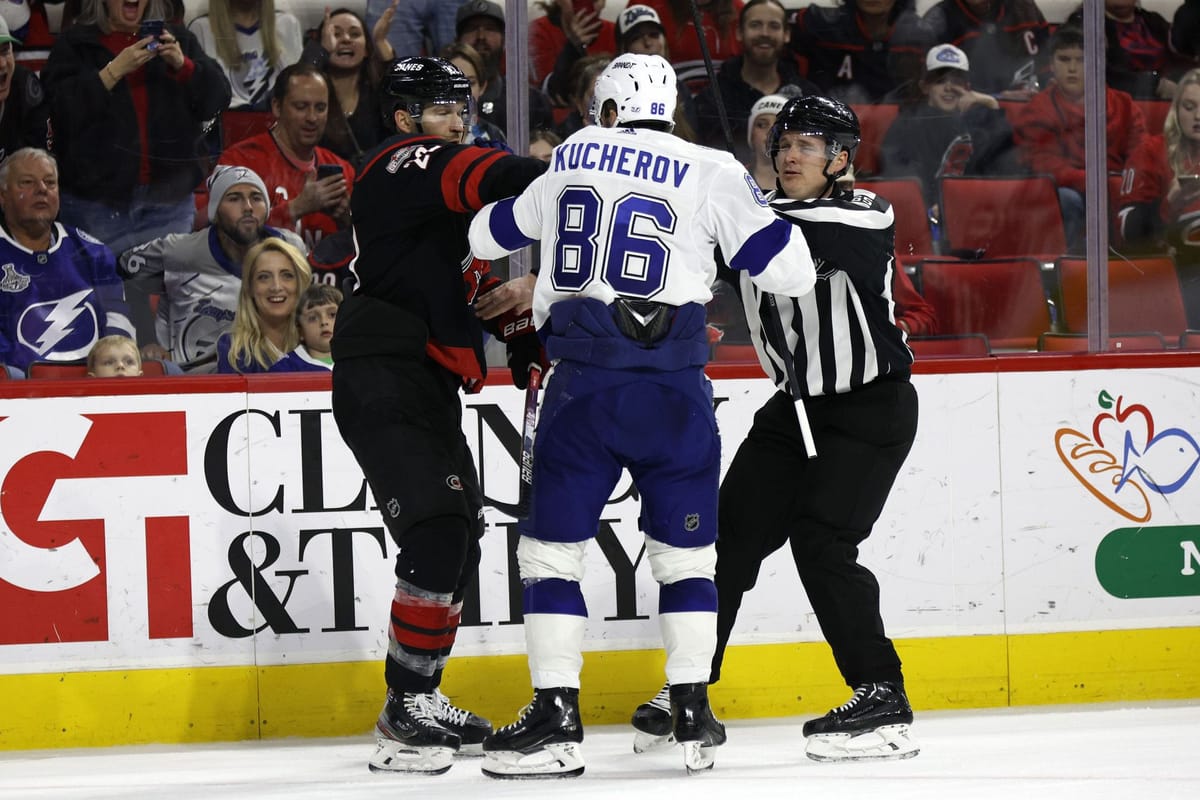 WATCH: Nikita Kucherov gets hit in the face by a puck and has to leave ...