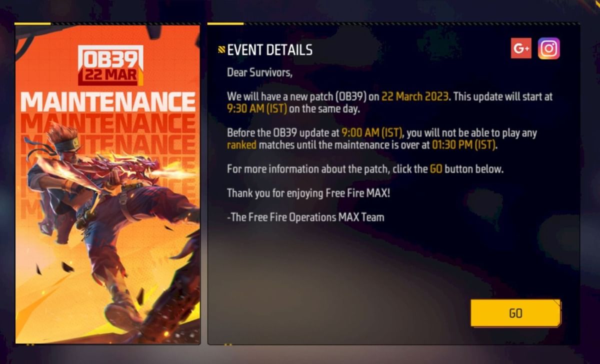 Free Fire MAX OB39 update, server status, features, and rewards