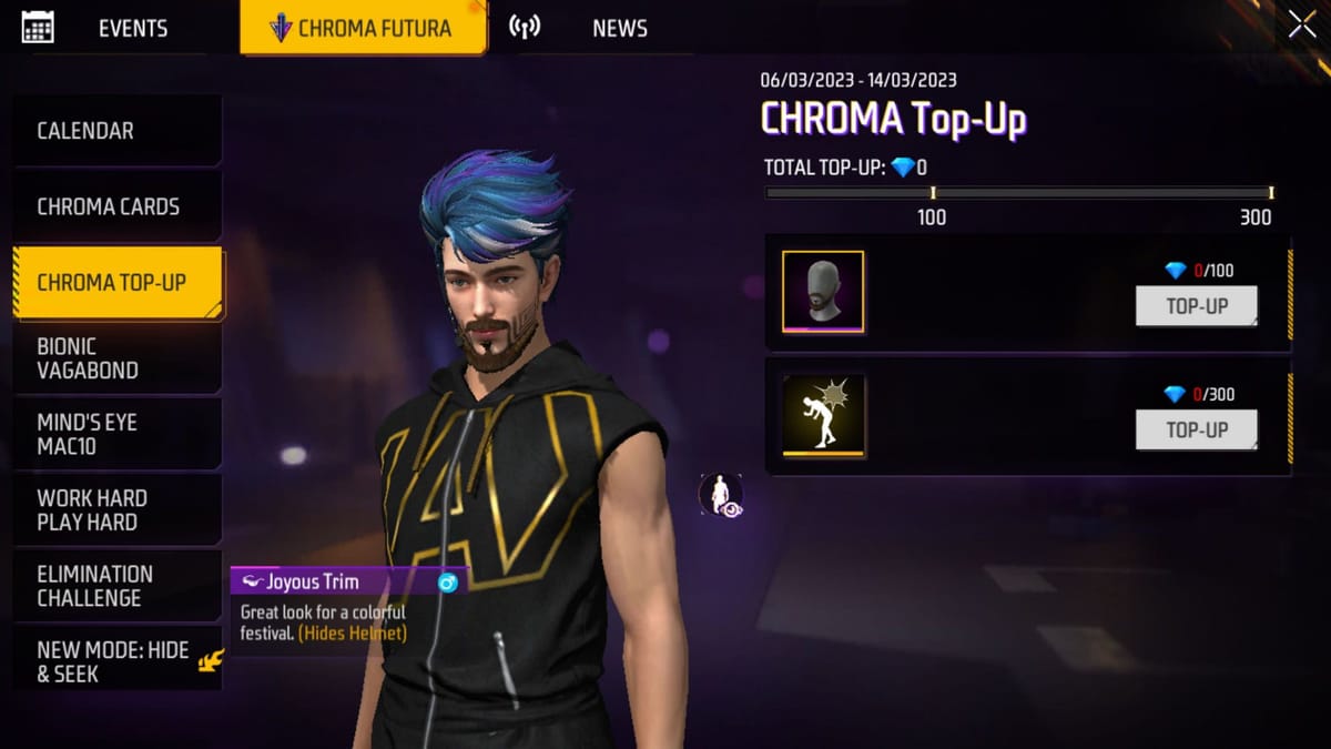 Free Fire MAX Chroma Top-Up event: How to get free Techno Blast emote and Joyous Trim