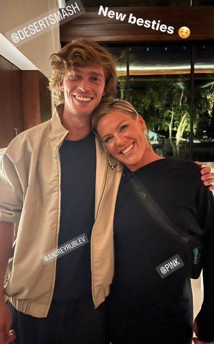 Andrey Rublev finds a new fan in musical icon Pink, as they get clicked ...