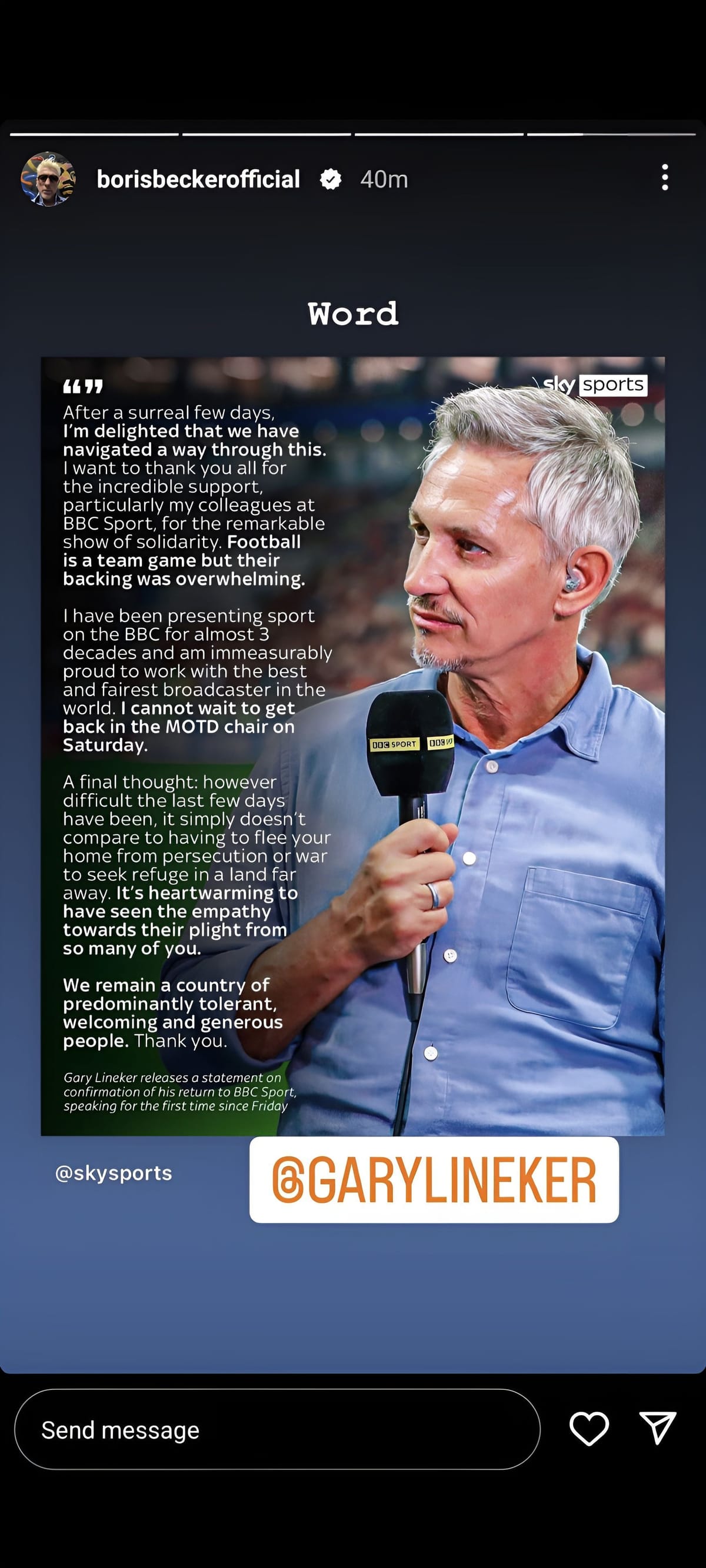 Boris Becker delighted to see Gary Lineker return as BBC host, reacts ...