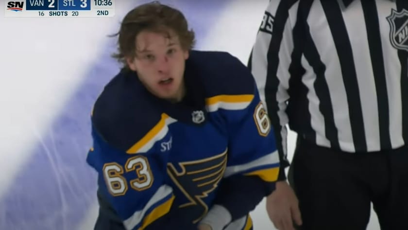 WATCH: Jake Neighbours of St. Louis Blues left with a bloody nose after ...
