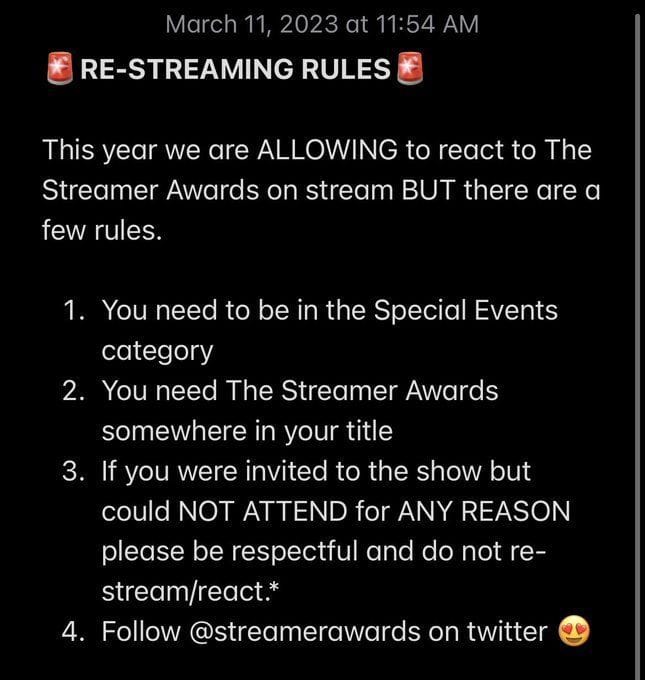 QTCinderella announces rules for "re-streaming" Streamer Awards ...