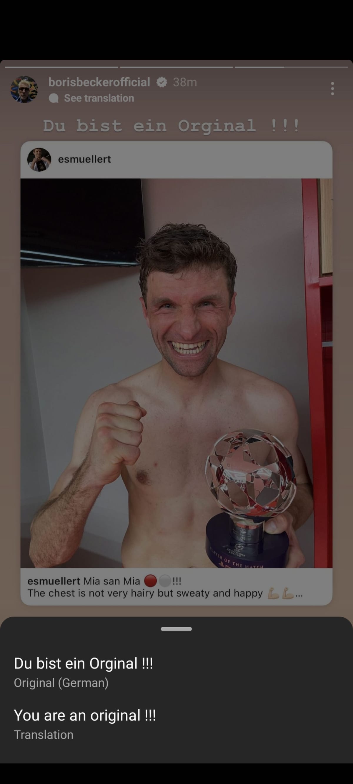 "You are an original" - Boris Becker congratulates Thomas Muller as ...