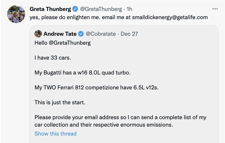 Greta Thunberg vs. Andrew Tate Tweet Controversy