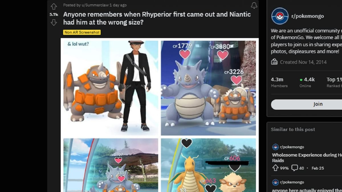 "Short King": Pokemon GO community reminisces Rhyperior debut and its ...