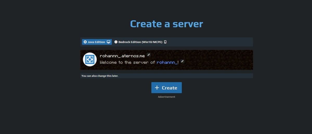 How to create Minecraft server on Aternos