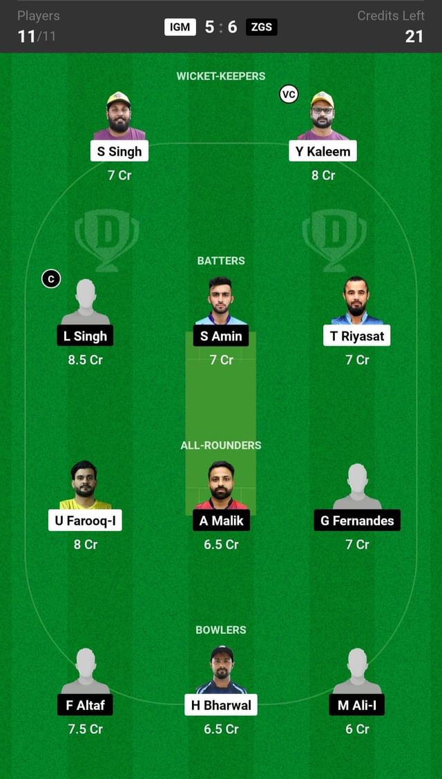 IGM vs ZGS Dream11 Prediction: Fantasy Cricket Tips, Today's Playing 11 ...