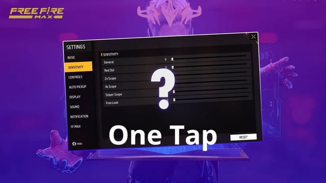 Free Fire Max में वन-टैप (one tap) हेडशॉट सेंसिटिविटी सेटिंग्स जिसका ...