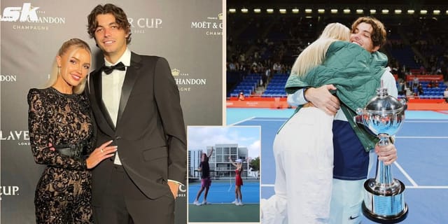 Taylor Fritz coaches girlfriend Morgan Riddle to her first successful serve