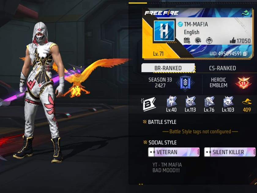 TM Mafia’s Free Fire MAX ID, stats, guild, rank, monthly income, and more