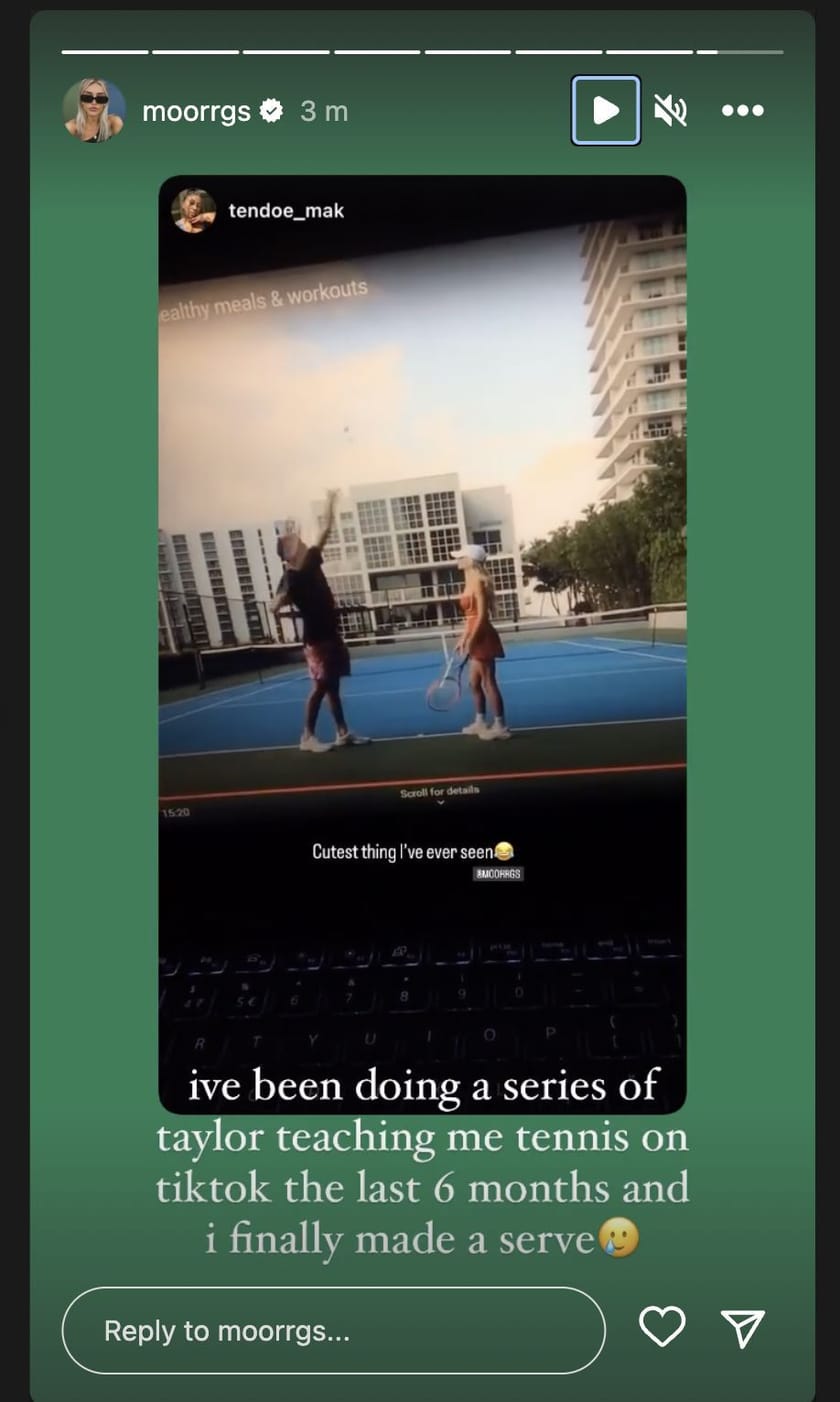 Taylor Fritz coaches girlfriend Morgan Riddle to her first successful serve