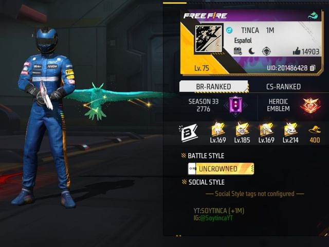 Soytinca’s Free Fire ID, stats, rank, guild, and more