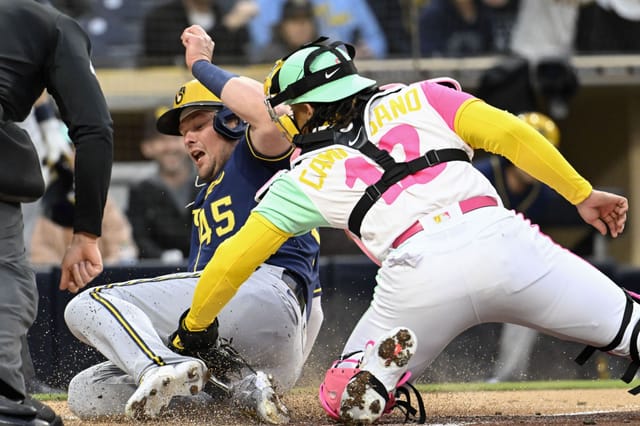 Milwaukee Brewers fans enamored as hulking DH Luke Voit scores all the ...
