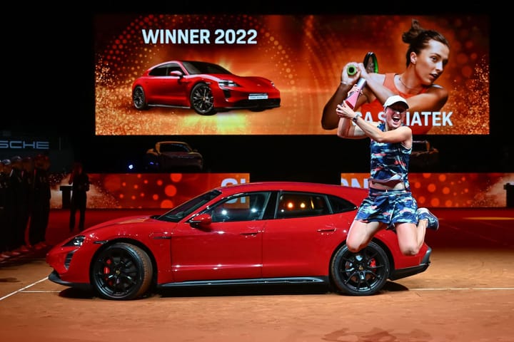 Defending French Open champion Iga Swiatek reacts to commencement of ...