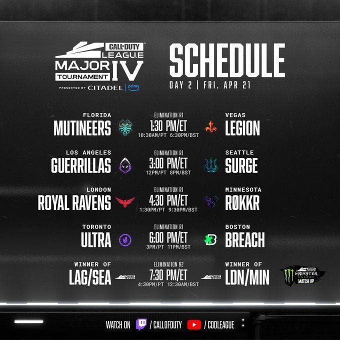 Call of Duty League Major IV tournament weekend: Upper Bracket results ...