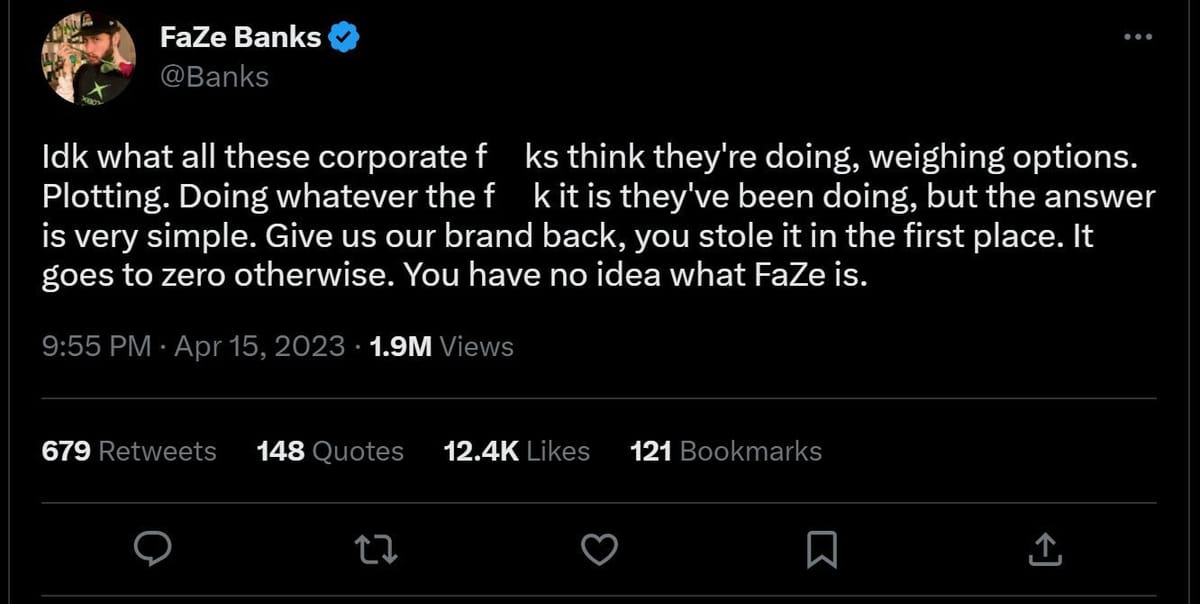"Give us our brand back" - FaZe Banks calls out "corporate f**ks ...