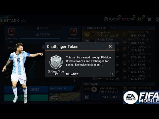 Challenger Tokens exchange in FIFA Mobile: Available packs, how to ...