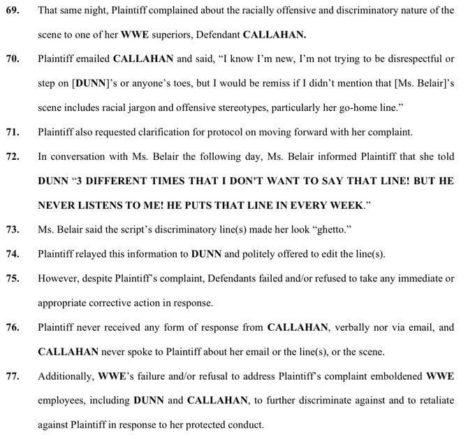 WWE lawsuit claims Bianca Belair complained about recent scripts