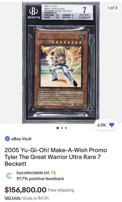 Yu-Gi-Oh! Tyler the Great Warrior card reaches $100,000 bid on eBay in ...