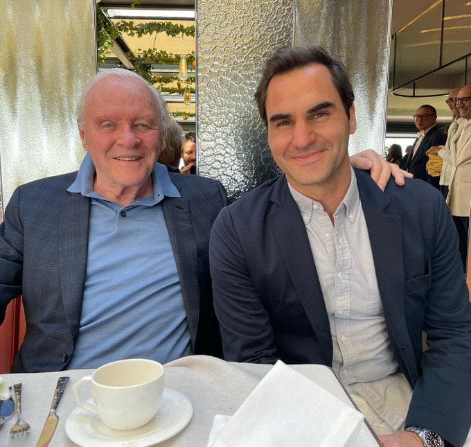 Roger Federer bumps into 2-time Academy Award winner Anthony Hopkins