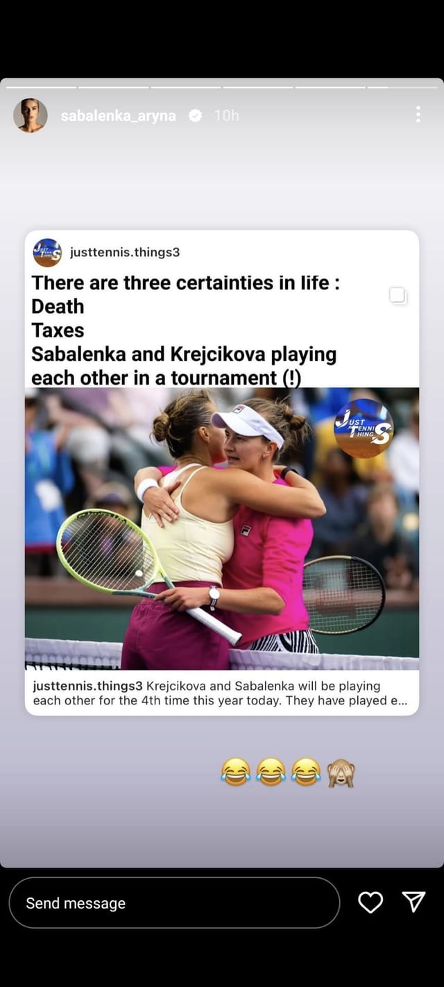 Aryna Sabalenka delighted by meme about her repeated run-ins with ...