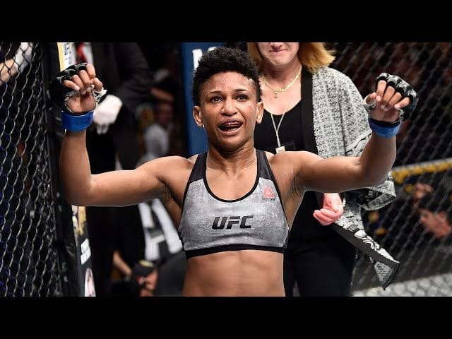 Women's strawweight reacts to being one strike away from landing the ...